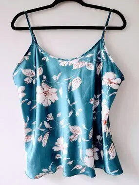 Source Unknown | Tops | Teal Floral Silky Cami | Poshmark